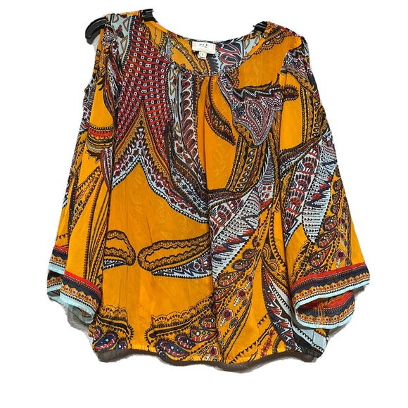 ECI | Tops | Eci New York Large Womens Orange See Through Blouse Shirt ...